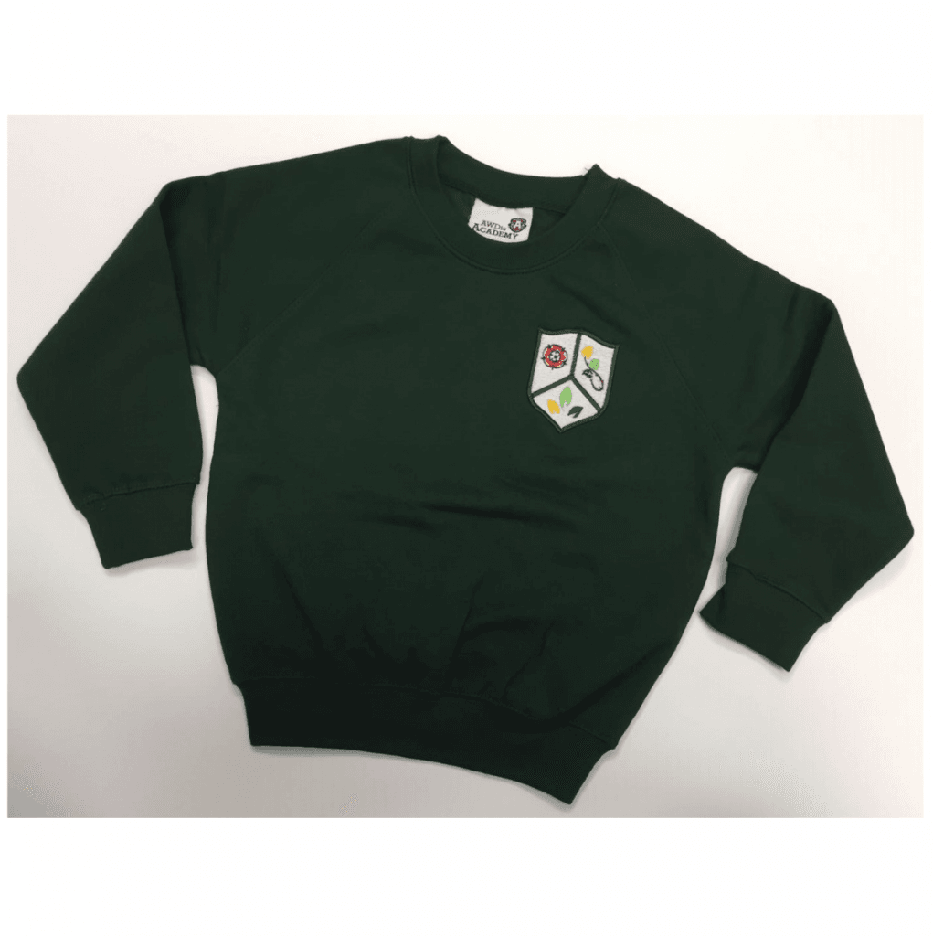 Meon Vale Green Crew Neck Sweatshirt w/Logo - Schoolwear Solutions