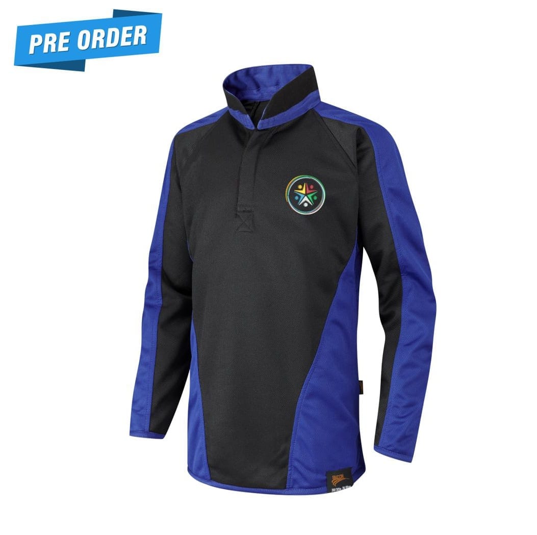 Derby Moor Spencer Academy Dedication House Blk/Ryl Rugby Top w/Logo ...